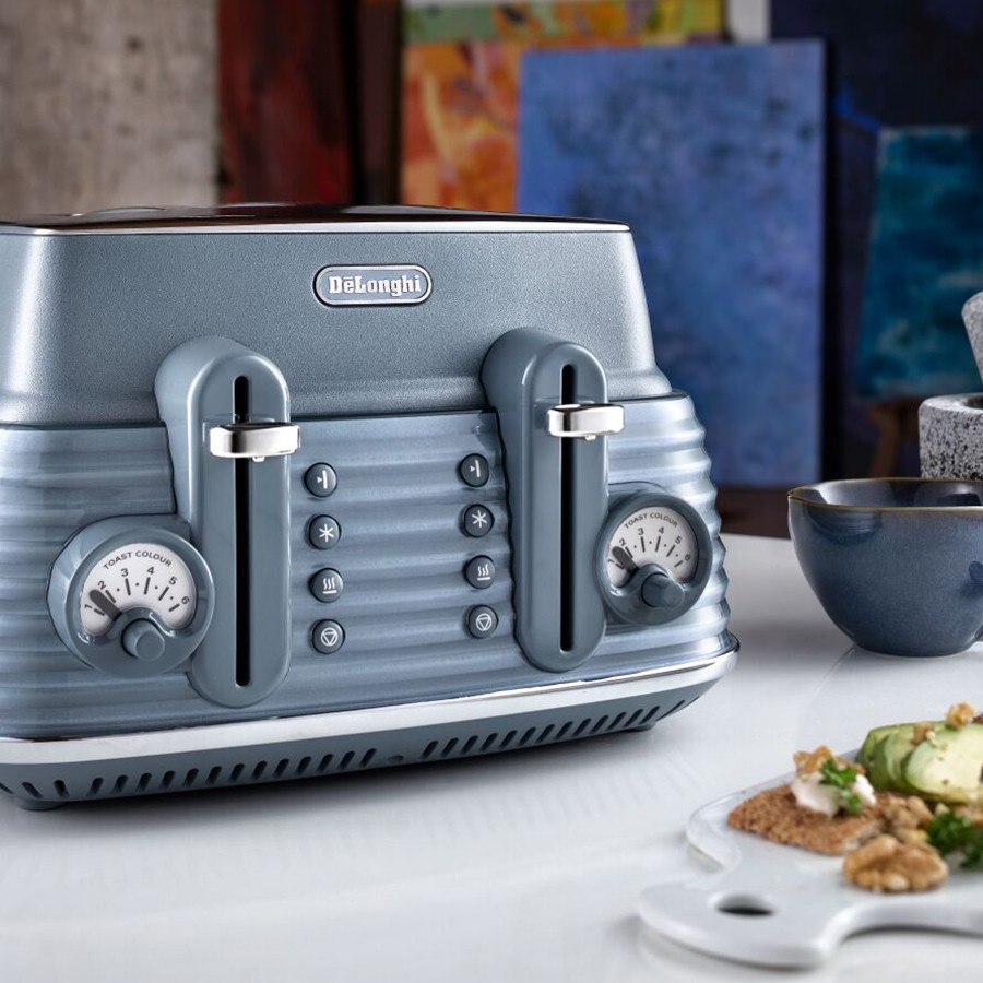 Delonghi Scultura Toaster, 4-Slot Blue, CTZS4003.AZ - TV Sales & Home