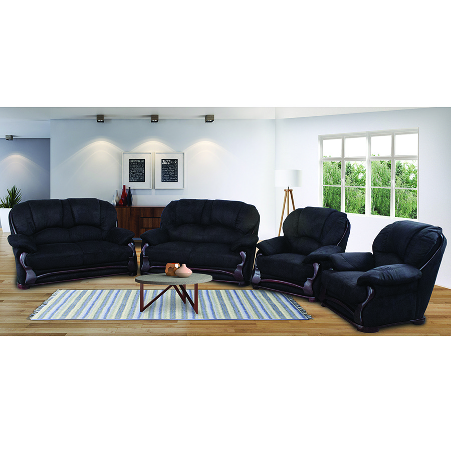 Kingston 6-Seater Black Suede Lounge Suite - TV Sales & Home