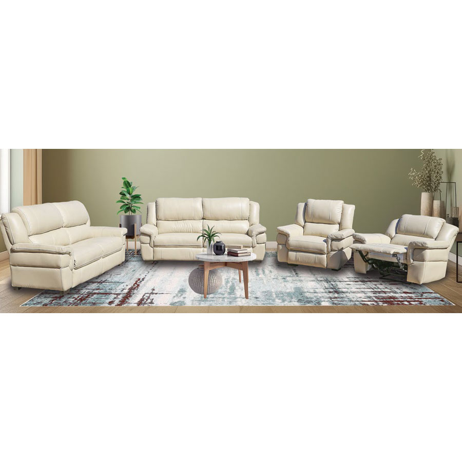Casablanca 4 Piece Corrected Grain Leather Eggshell - TV Sales & Home